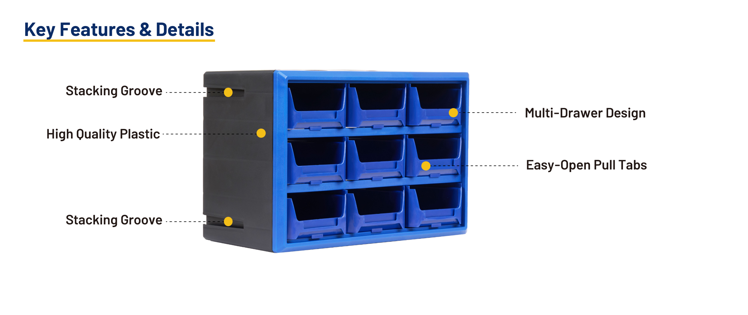 Storage Drawers, Drawer Cabinet, Small Parts Storage, 9 Drawer, Blue